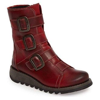 FLY London Scop110fly, Bottes Motardes Femme, Rouge (Red 004), 35 EU