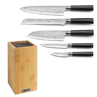 Richardson Sheffield Bloc 5 couteaux de cuisine - Katana - Acier Inoxydable 13 C - Finition Satinée - 26 x 15.5 cm - Noir
