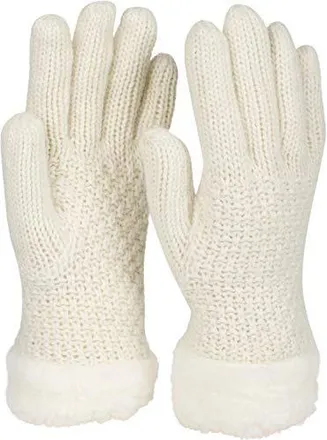 styleBREAKER Gants dhiver chauds pour femmes avec motif perl&eacute; et molleton, gants tricot&eacute;s thermo, gants de doigts 09010032, couleur:Cr&egrave;me-blanc