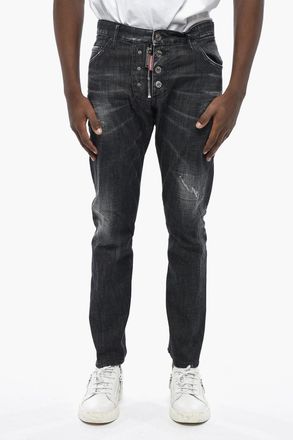 Dsquared2 Stonewashed Effect Jeans With Front Zip 16cm Dsquared2