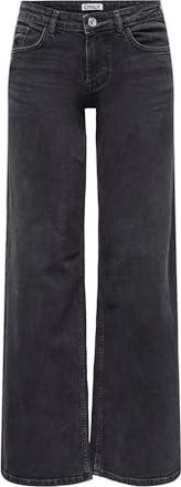 Only Onljudy LW Wide Leg DNM Tai Jeans, Noir délavé, 28W x 32L Femme