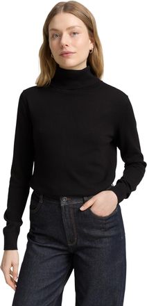 Tom Tailor Damen 1047675 Basic Rollkragenpullover, 14482-Deep Black, XXS