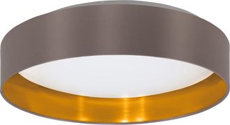 Eglo LED Deckenlampe Maserlo 2, Textil Deckenleuchte, Wohnzimmerlampe Decke aus Stoff in gold und cappuchino, Kunststoff in weiß, warmweiß, Ø 38 cm