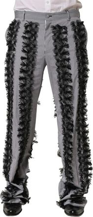Dolce & Gabbana Homme, Pantalons, Gris, Taille: M Pinstripe Embellished Trouser Pants