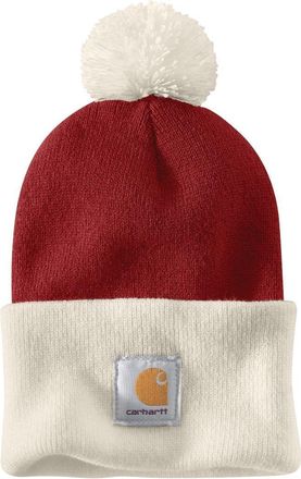 Carhartt Work in Progress Herren Knit Pom Cuffed Beanie-M&uuml;tze, Crabapple, Einheitsgr&ouml;&szlig;e