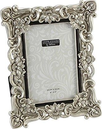 Impressions Cadre photo Motif floral antique argent Photos 15 x 20 cm