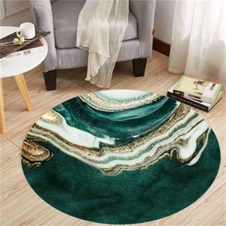 Generic Smaragdgr&uuml;ner cremefarbener und goldfarbener runder Teppich f&uuml;r den Schlafbereich f&uuml;r das Klassenzimmer das Wohnzimmer das Schlafzimmer moderner Teppi