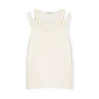 Motivi Top aus Leinenmischung mit Cut-outs an den Schultern - - Tops - Damen - Wei&szlig; - L