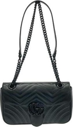 Gucci Sac bandouli&egrave;re Pre-owned GG Marmont en cuir matelass&eacute; &agrave; chevrons - Femme - Pre-owned - Noir - Taille: ONE Size