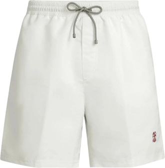 Brunello Cucinelli Homme, Maillots de bain, Blanc, Taille: XL Drawstring Swim Shorts