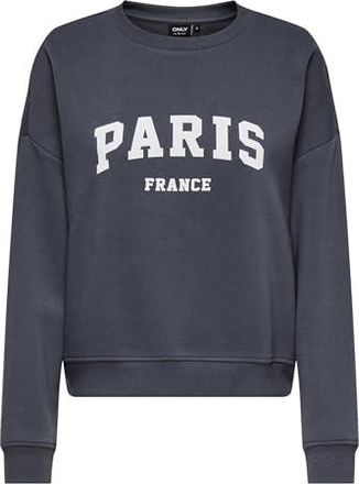 Only Only Onlsweat Life L/S Crew O.Size State Noos Sweat-Shirt avec imprim&eacute; pour Femme, Bleu fonc&eacute;, XL