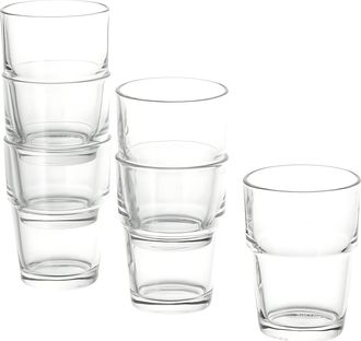 IKEA 6-er Set Gläser REKO STAPELBAR 170 ml - 9 cm hoch - Spülmaschinenfest