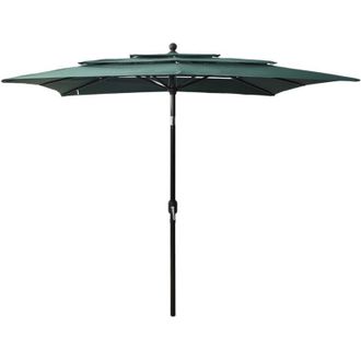 vidaXL Parasol de jardin &agrave; 3 niveaux avec m&acirc;t en aluminium vert vidaXL