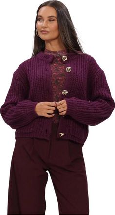 Ydence Cardigan Irene - - Knitwear - Damen - Lila - M