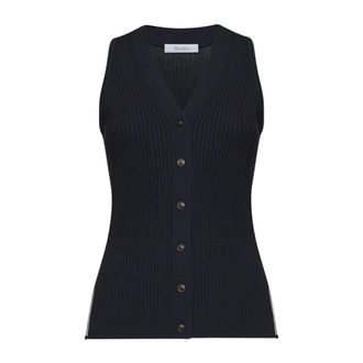 Max Mara Strickoberteil mit V-Ausschnitt - - Knitwear - Damen - Blau - M