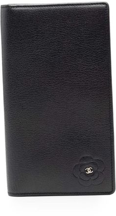 Chanel Portemonnaie - CC Calfskin Camellia Long Wallet - Gr. unisize - in Schwarz - f&uuml;r Damen