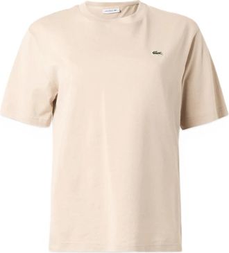 Lacoste Femme, Tops, Beige, Taille: 38 FR T-shirt en coton doux coupe d&eacute;contract&eacute;e