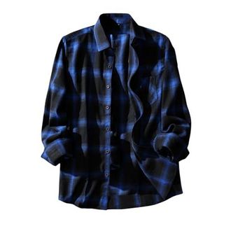 Generic Chemise boutonn&eacute;e tartan &agrave; manches longues pour homme, chemise polyvalente de couleur contrast&eacute;e, chemise classique confortable, haut ample, l&eacute;ger et 