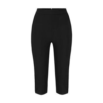 Elisabetta Franchi Femme, Pantalons, Noir, Taille: 36 FR Pantalon en cr&ecirc;pe l&eacute;ger et satin