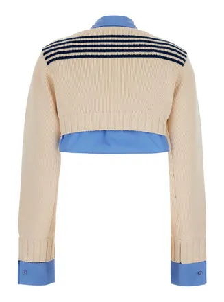 Balenciaga Womens Crop Sweater White Cotton Tops Top