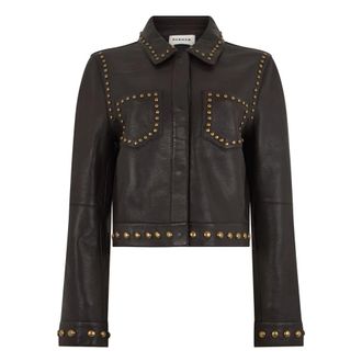 P.A.R.O.S.H. Cropped Leather Jacket - - Jackets - Damen - Braun - S
