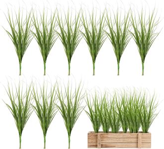 Cabilock 12st&uuml;cke Kunstrasen F&uuml;r Dekoration K&uuml;nstliche Gras Pflanzen Simulation Grass Ornament Kunststoff Gr&uuml;n Wartungsfreie Garten Requisiten Home Office Schm