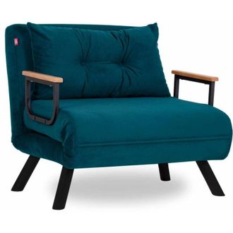 Les Tendances Les Tendances - Fauteuil convertible 1 place tissu coton ultra doux vert - Dimensions L 60 x P 65 x H 78 cm - Couchage 175 x 60 cm
