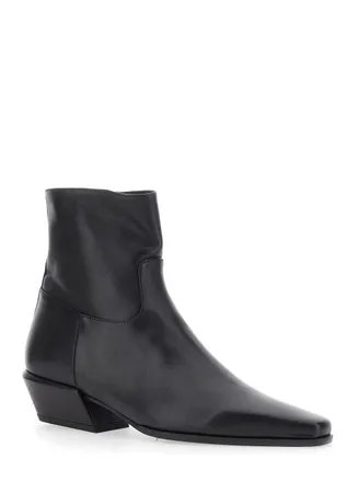 Semicouture Womens Ankle Boots Marisa Leather Black Viscose And Polyester