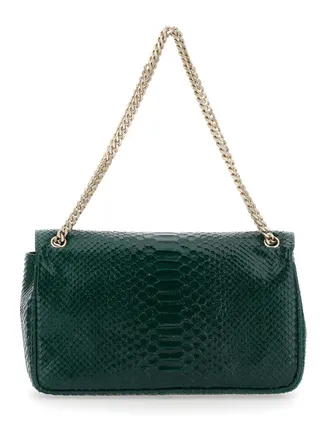 Tom Ford Womens Crossbody Bag Green Snake-Effect Leather Calf Shoulder
