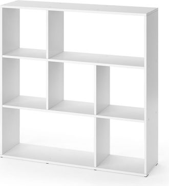 Vicco Raumteiler Nove, stehendes Bücherregal, Weiß, 104 x 108 cm 7 Fächer