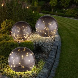 Globo Lighting 3er Set LED Solar Kugel Stand Leuchten Deko Lichterkette Garten Außen Wege Steh Lampen