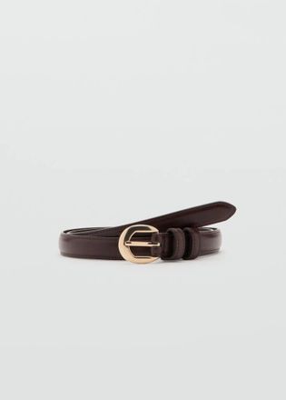 Mango Ceinture fine &agrave; boucle chocolat - Femme - XL - MANGO