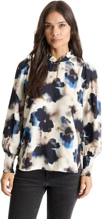 In Front IN Front, Femme, Blouses et Chemises, Multicolore, Taille: 38 FR Chemisier bleu à manches bouffantes