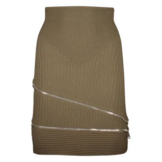 ADĀMO Andrea Adamo Gerippter Gestrickter Minirock mit Rei&szlig;verschl&uuml;ssen - - Skirts - Damen - Gr&uuml;n - M