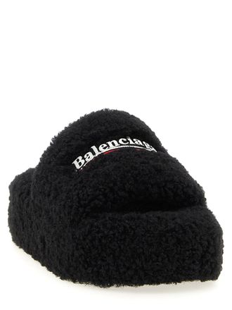 Balenciaga Furry Platform Slide - Black