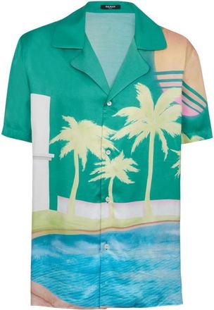 Balmain Homme, Chemises, Multicolore, Taille: L Chemise Resort &agrave; Imprim&eacute; Tropical