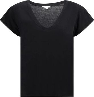 James Perse Femme, Tops, Noir, Taille: 36 FR Short Sleeve V Neck