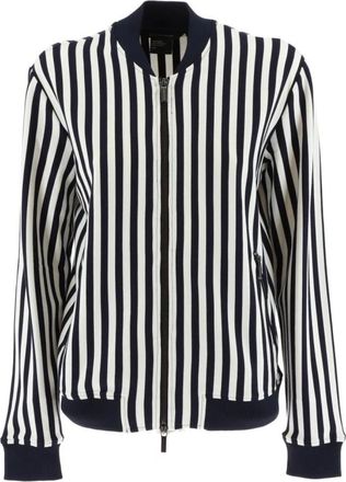 A|X Armani Exchange Femme, Vestes, Bleu, Taille: 40 FR Blazer zipp&eacute; ray&eacute; &agrave; manches longues