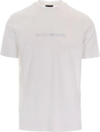 Emporio Armani Homme, Tops, Blanc, Taille: 2XL T-shirt en jersey Pima avec logo imprim&eacute;