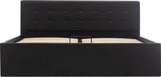 Les Tendances Lit coffre 140x200 cm simili cuir noir capitonné Rundi