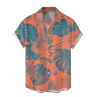 Generic Chemise hawa&iuml;enne pour homme - Motif palmier hawa&iuml;en des Cara&iuml;bes - Chemise d&eacute;t&eacute; boutonn&eacute;e &agrave; manches courtes - Tendance - V&ecirc;tements de f&ecirc;te d&eacute;contract
