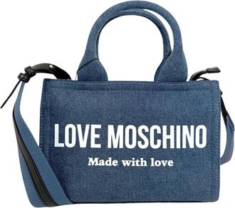 Love Moschino Femme, Sacs, Bleu, Taille: ONE Size Denim 2 Manici Piccolo c/Tracolla