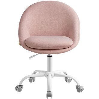 Songmics Chaise de Bureau Pivotante, en Tissu Coton-lin, Rembourrage en Mousse, R&eacute;glable en Hauteur, Rose