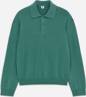 Arket Poloshirt Aus Baumwolle Und Lyocell -Gr&uuml;n