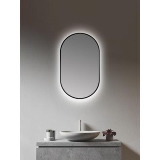 Talos Wandspiegel Talos led Design Spiegel oval black 45 x 75 cm - Badspiegel mit led Beleuchtung - Lichtspiegel mit hochwertigem, umlaufenden