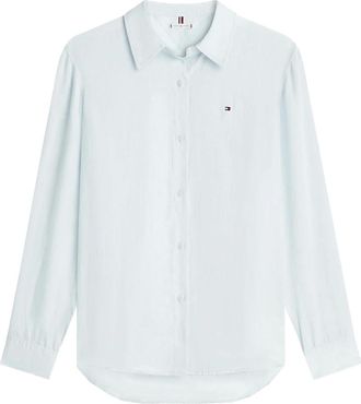 Tommy Hilfiger Femme, Blouses et Chemises, Bleu, Taille: 36 FR Linen Relaxed LS Shirt