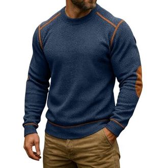Generico Sweat-shirt pour homme sans capuche, pull de travail pour homme avec col rond, pulls unis, cool sweatshirts &eacute;l&eacute;gants et ajust&eacute;s, bleu marine, 5X-Large