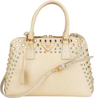 Prada Crossbody Bags - Prada Patent Leather Saffiano Crystal Vitello Hand - Gr. unisize - in Gelb - für Damen