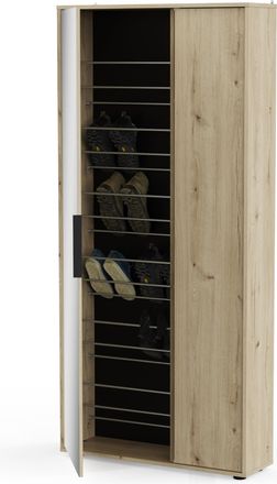 Demeyere Schuhschrank, Eichenholz, mit gro&szlig;em Spiegel - Platz f&uuml;r bis zu 17 Paar Schuhe - doppelter Stauraum f&uuml;r Schuhe und Regale