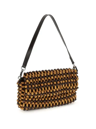 Staud Womens Shoulder Bag Timmy Multi Wood Beads